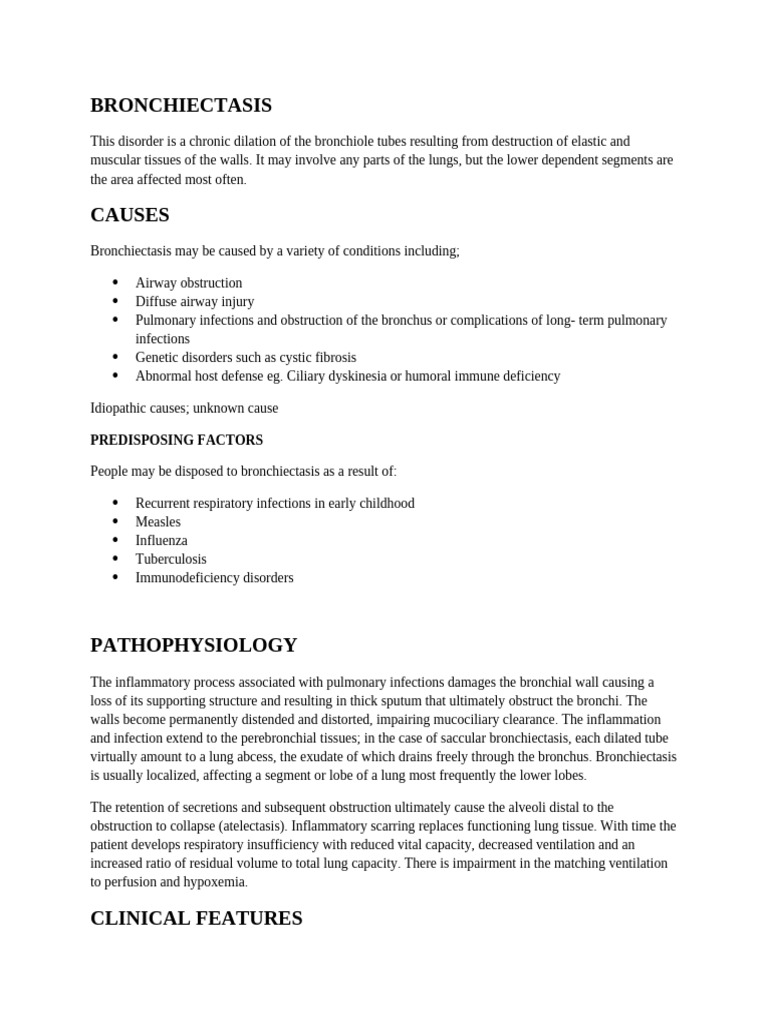 BRONCHIECTASIS | PDF | Lung | Causes Of Death