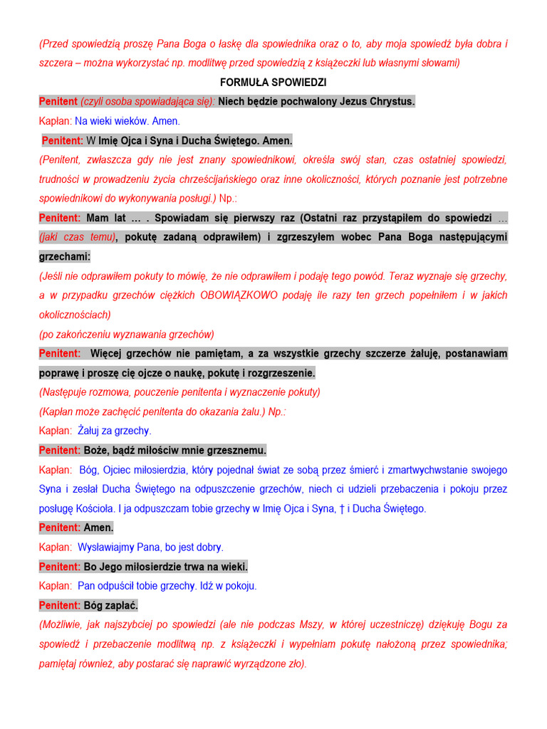 Formuła Spowiedzi W Word - Uproszczona | PDF