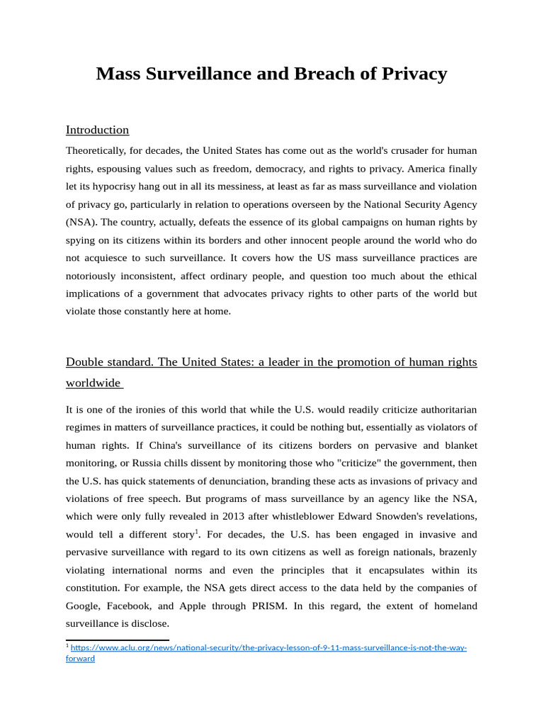 IA 2 Mass Surveillance and Breach of Privacy | PDF | Surveillance ...