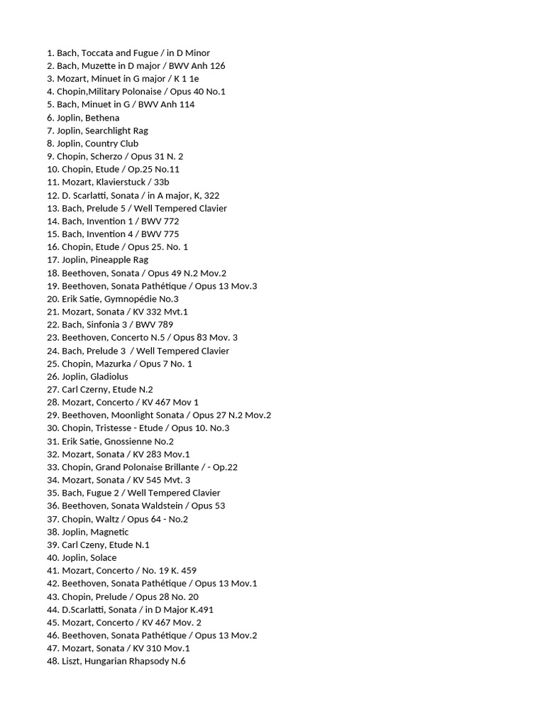 100 Classics | PDF | Frédéric Chopin | The Well Tempered Clavier