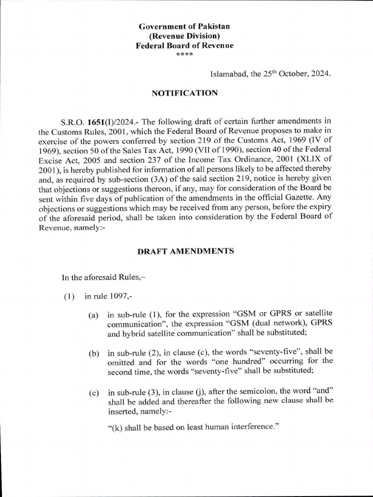 Customs Rules Amendments Notice | PDF | Legal Documents | Justice