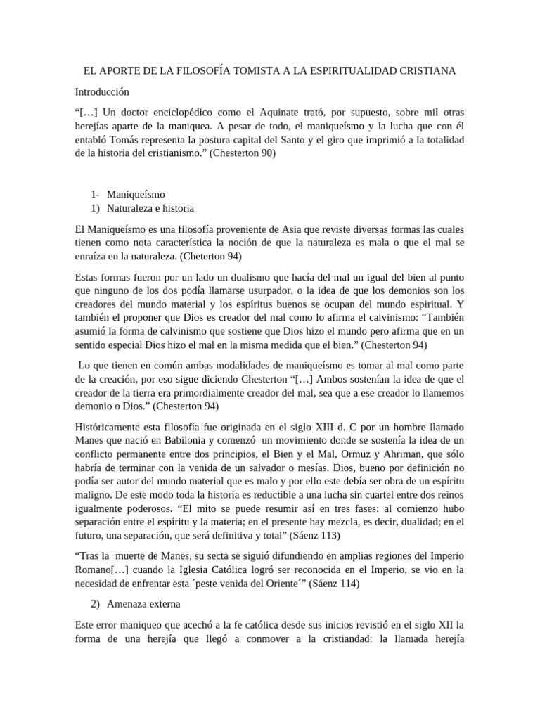 El Maniqueismo | PDF | Tomás de Aquino | Dualismo