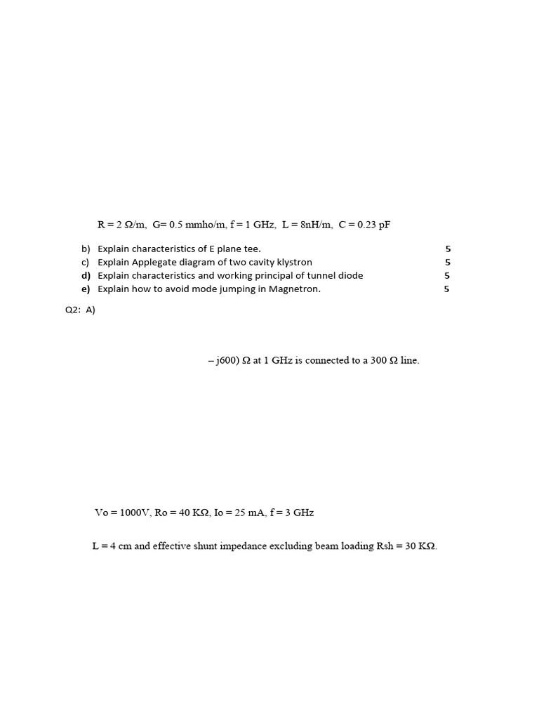 Microwave Engineering Sem VII Mu Question Paper 23 D | PDF ...