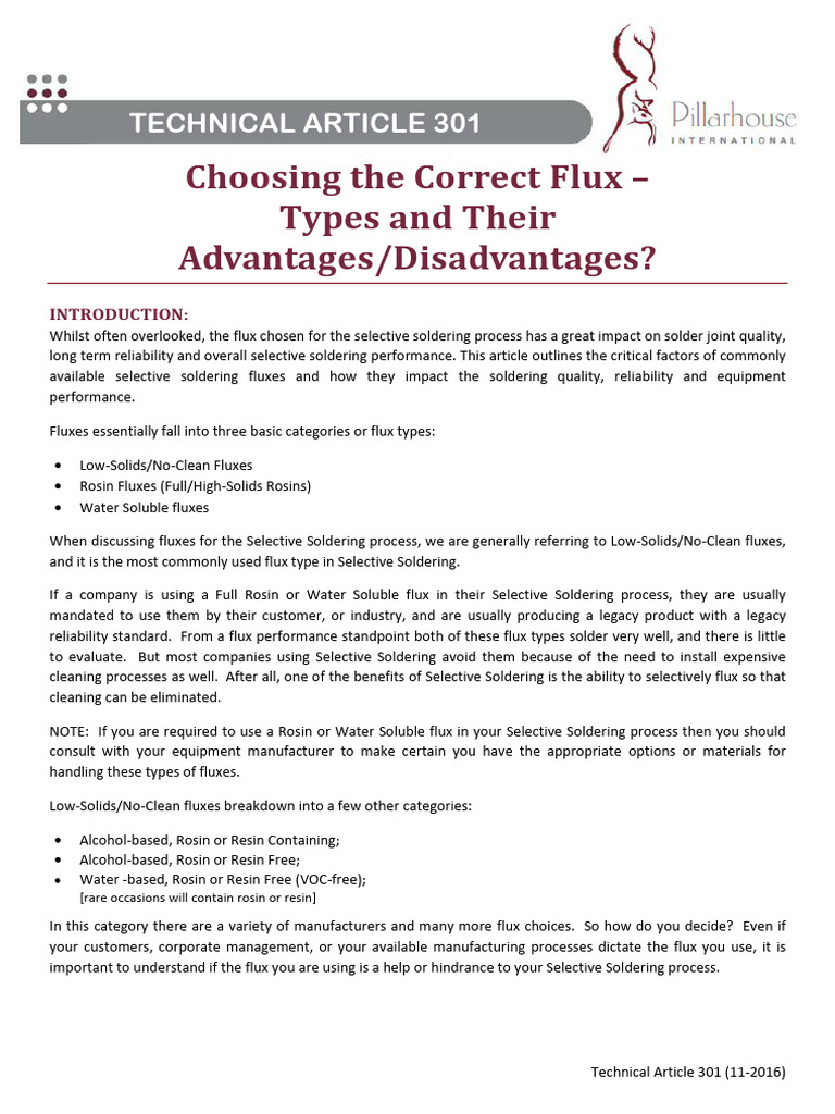 Choosing a flux | PDF | Soldering | Physical Sciences