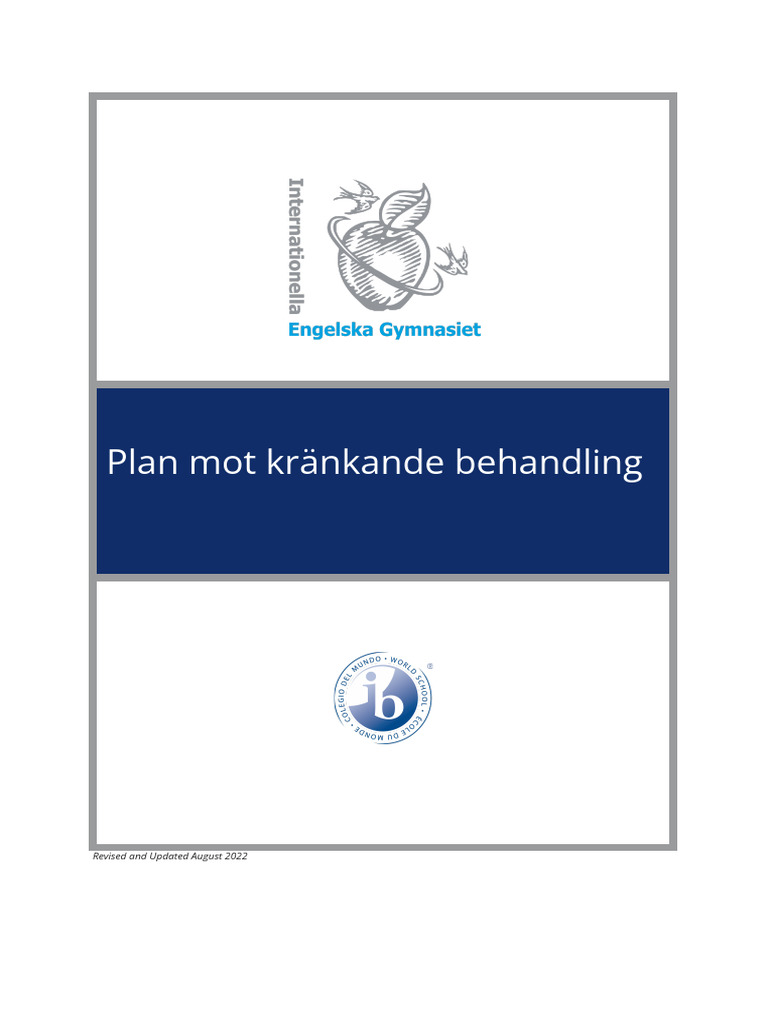 Plan Mot Krä Nkande Behandling 2022 - 23 | PDF | Harassment ...