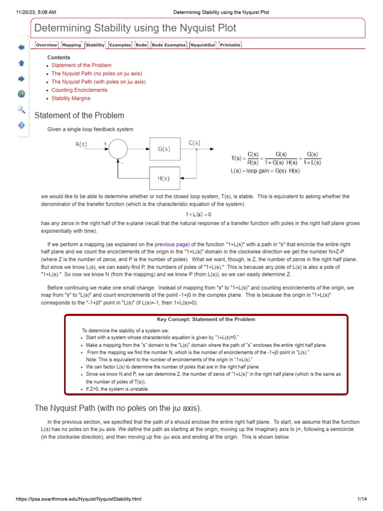 Determining Stability Using The Nyquist Plot | PDF | Control Theory ...