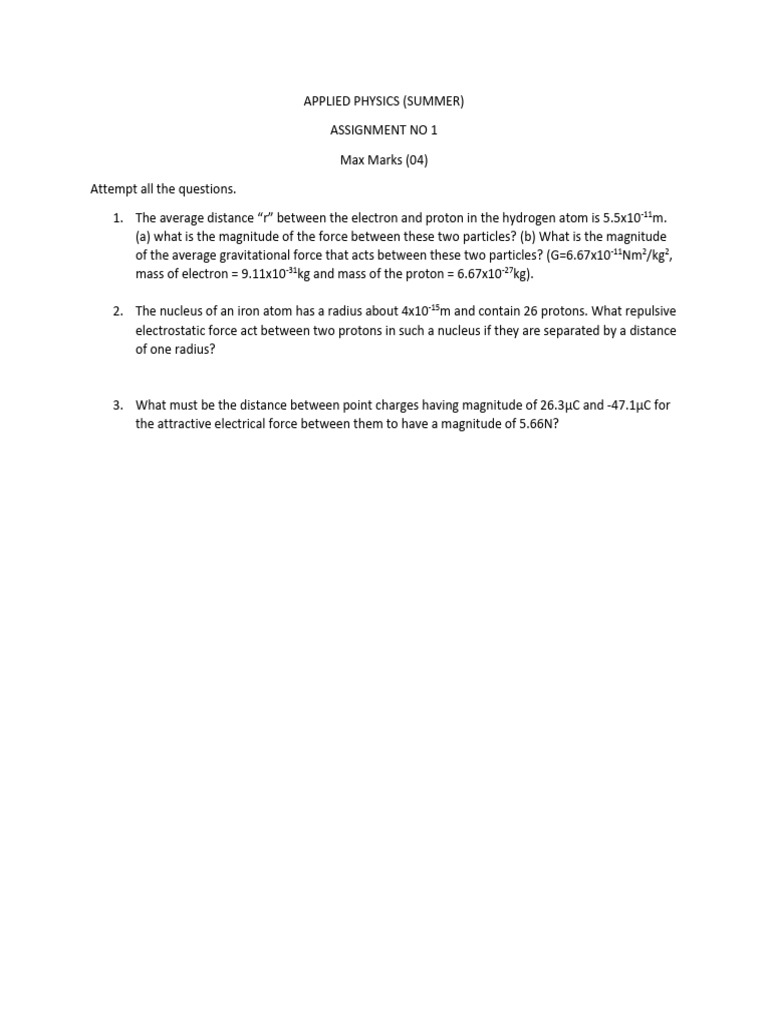 APPLIED PHYSICS ASSIGNMENT NO 1 | PDF