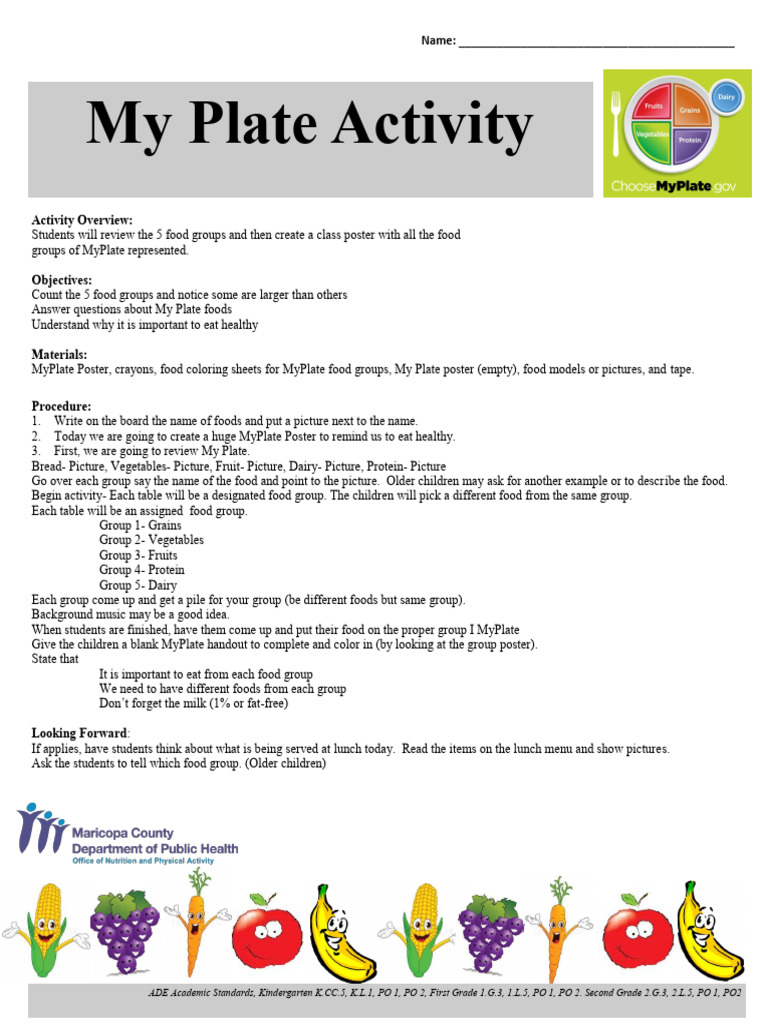 MyPlate Activity K-2 | PDF