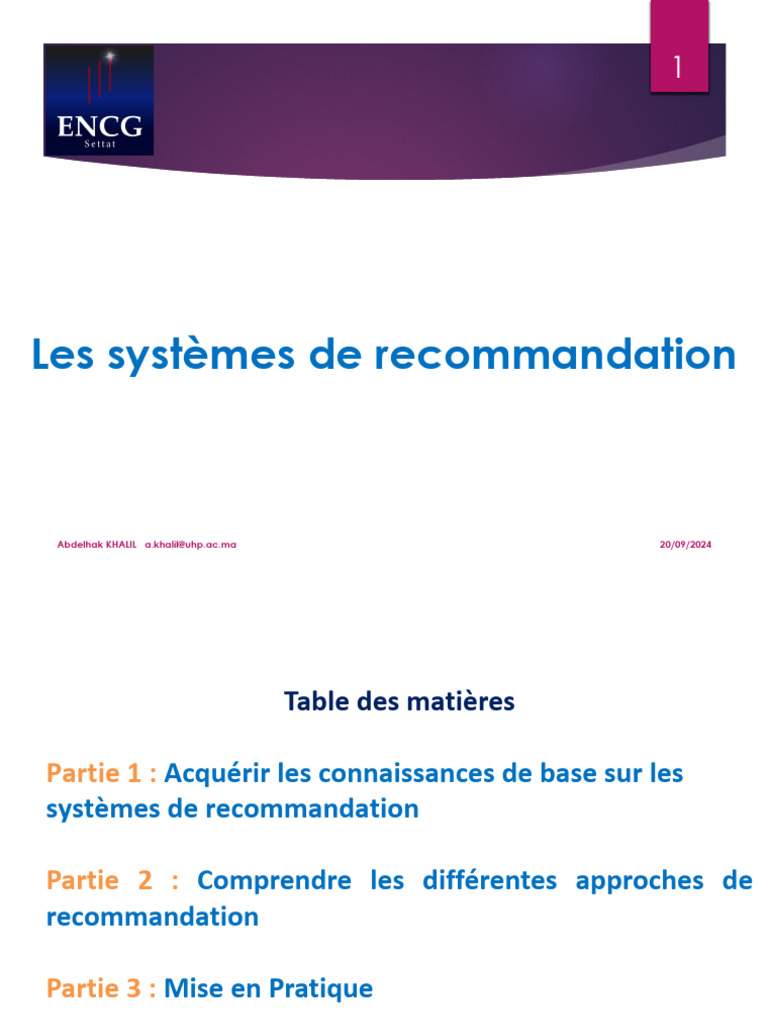 Systèmes de recommandation : Approches clés | PDF | Informatique ...