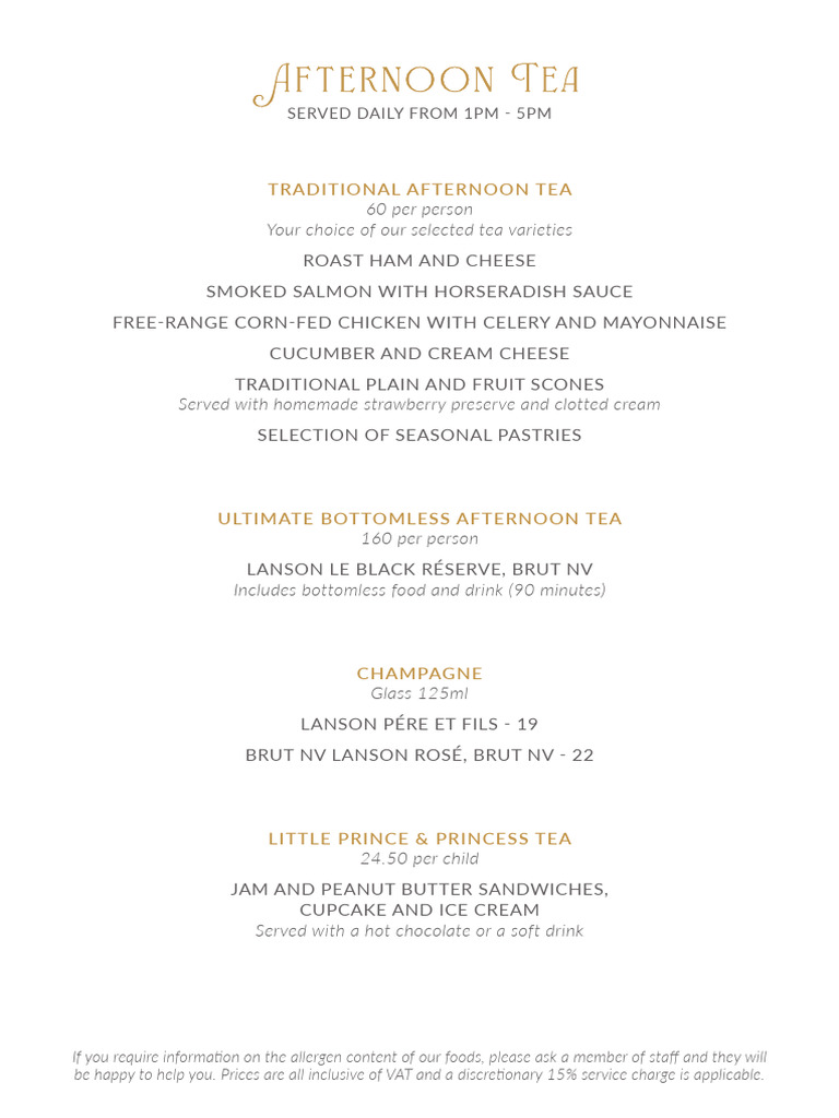 MT Afternoon Tea Menu | PDF | Tea | Foods