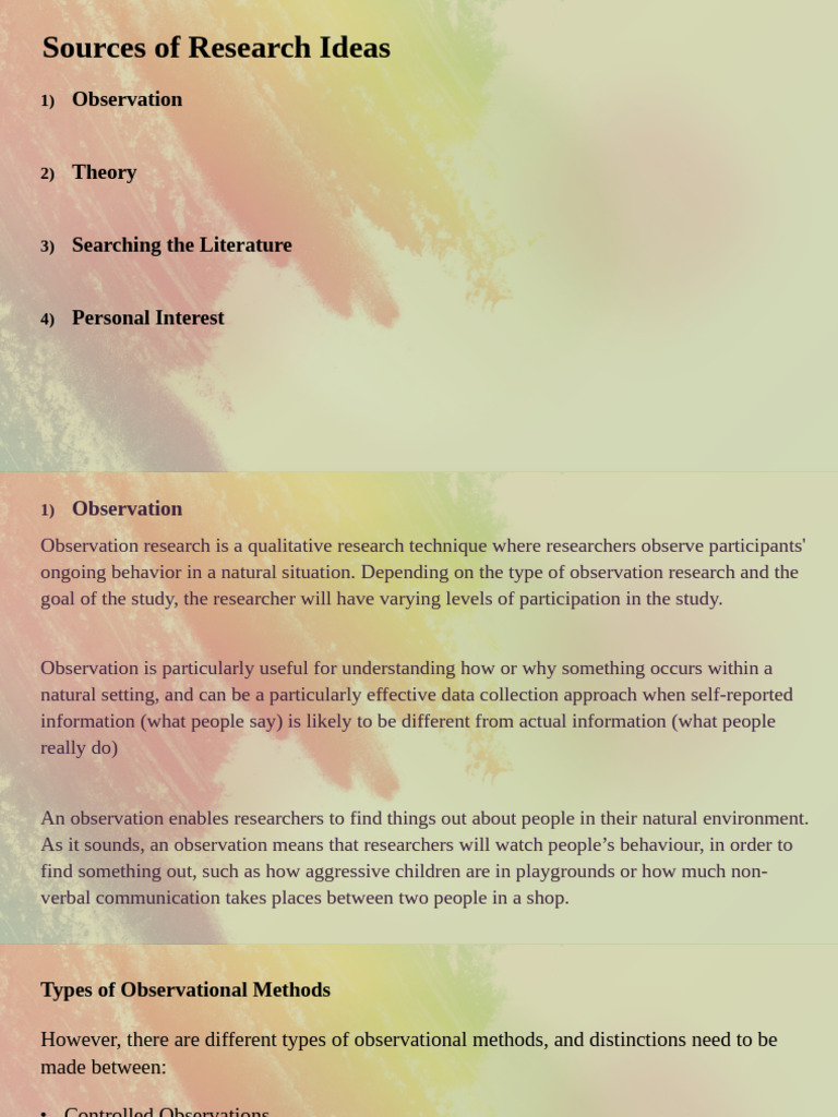 Sources of Research Ideas in Psychology | PDF | Theory | Behavior