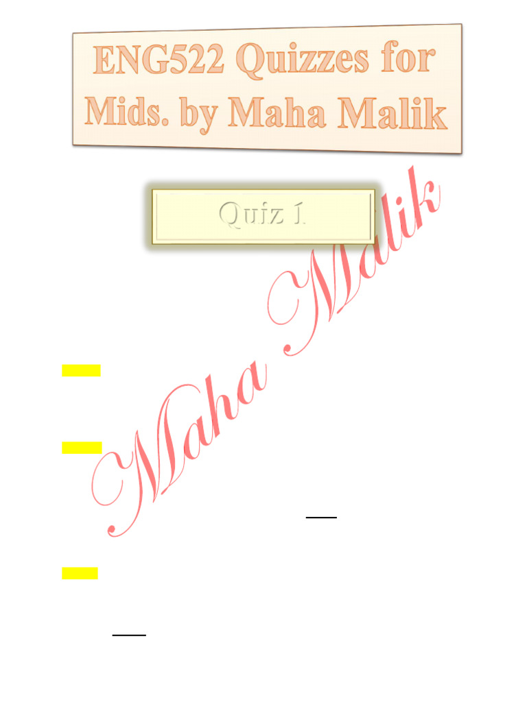 ENG522 Quizzes For Mids | PDF | Linguistics | Second Language