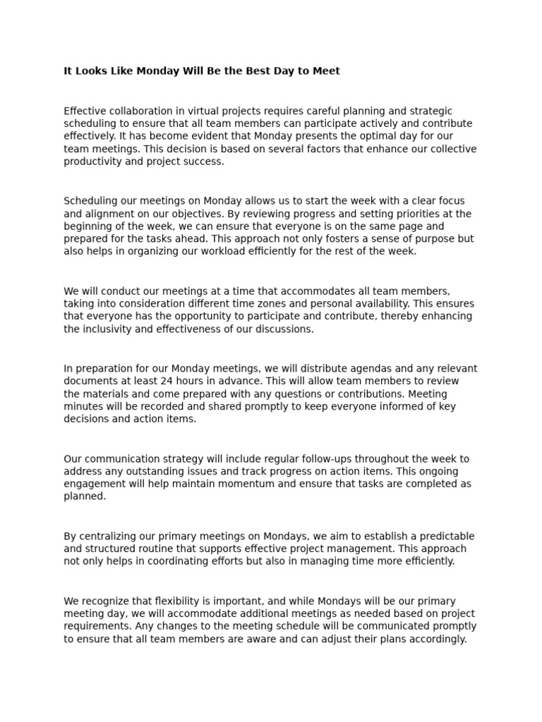 Optimal Monday Meetings for Team Success | PDF | Collaboration ...