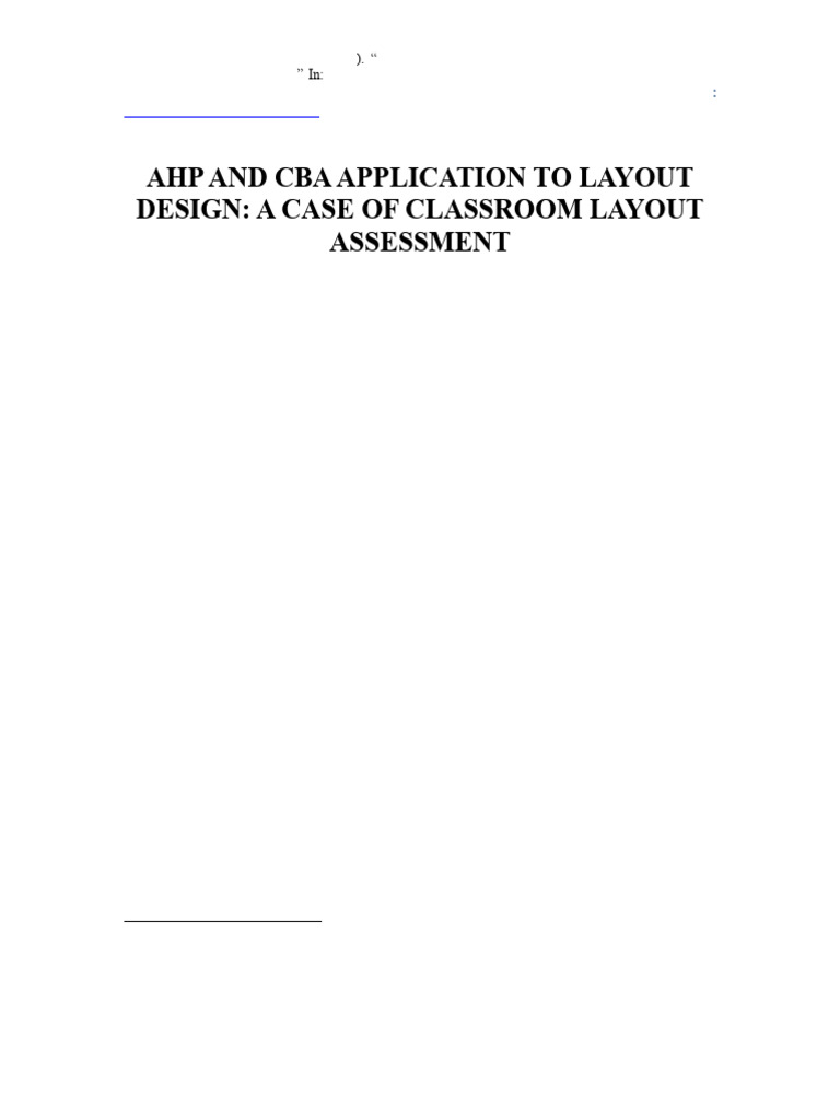 Sahadevan and Varghese 2019 - AHP and CBA Application To Layout Design ...