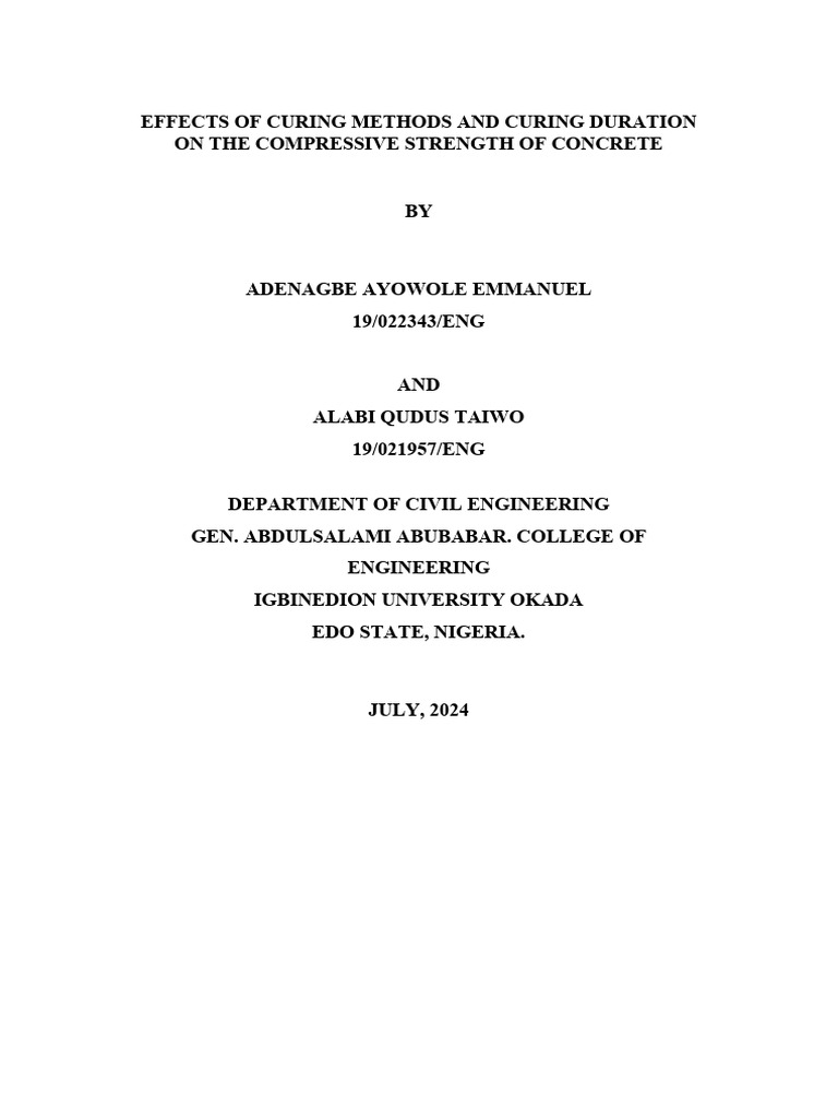 Effects of Curing Methods and Curing Duration On T. New Project Alabi ...