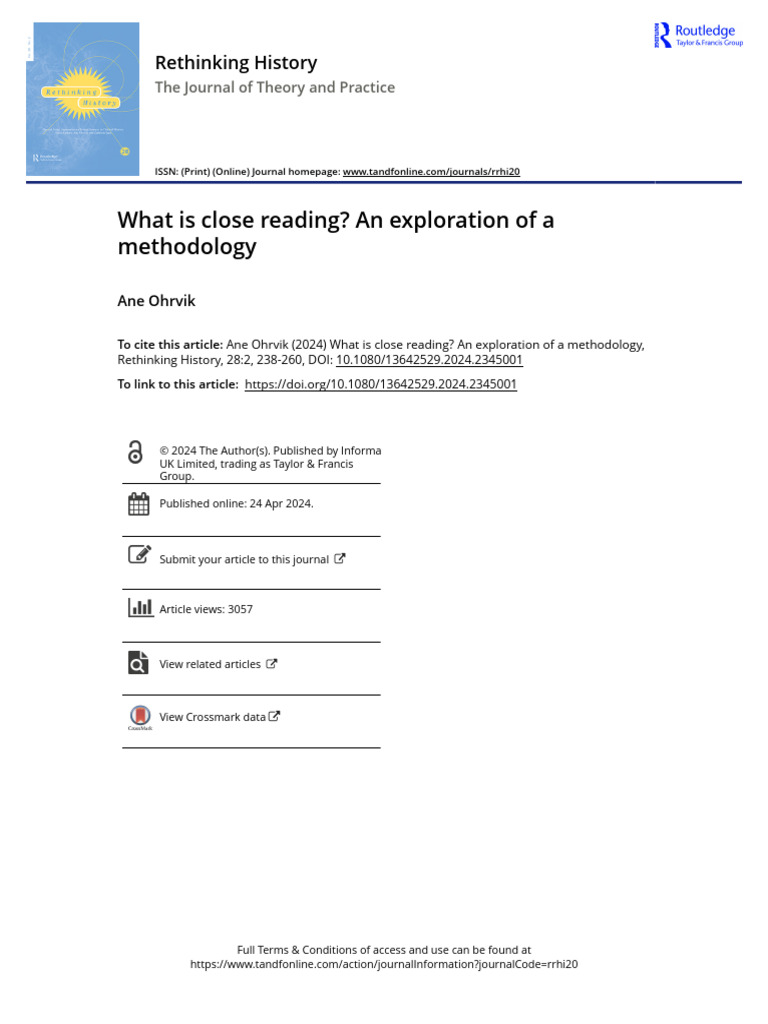 What Is Close Reading An Exploration of A Methodology | PDF ...