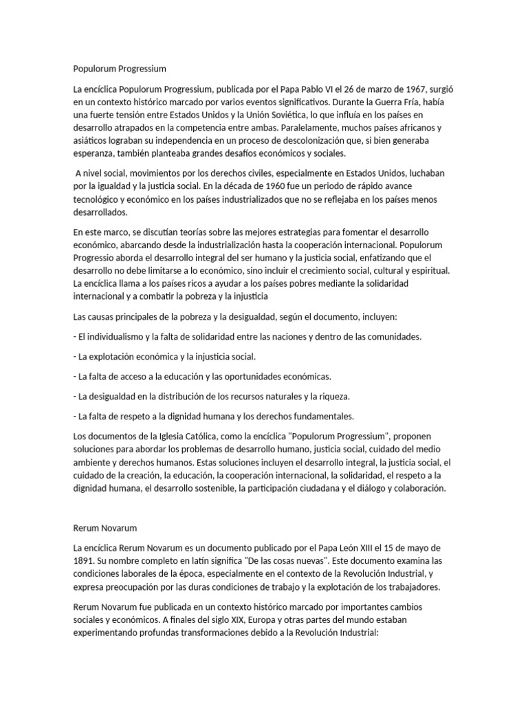 Populorum Progressio | PDF | Justicia social | Pobreza