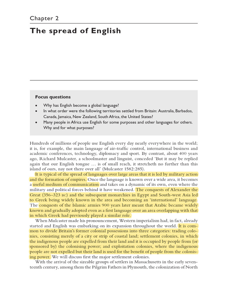 The Global Spread of English Language | PDF | English Language ...