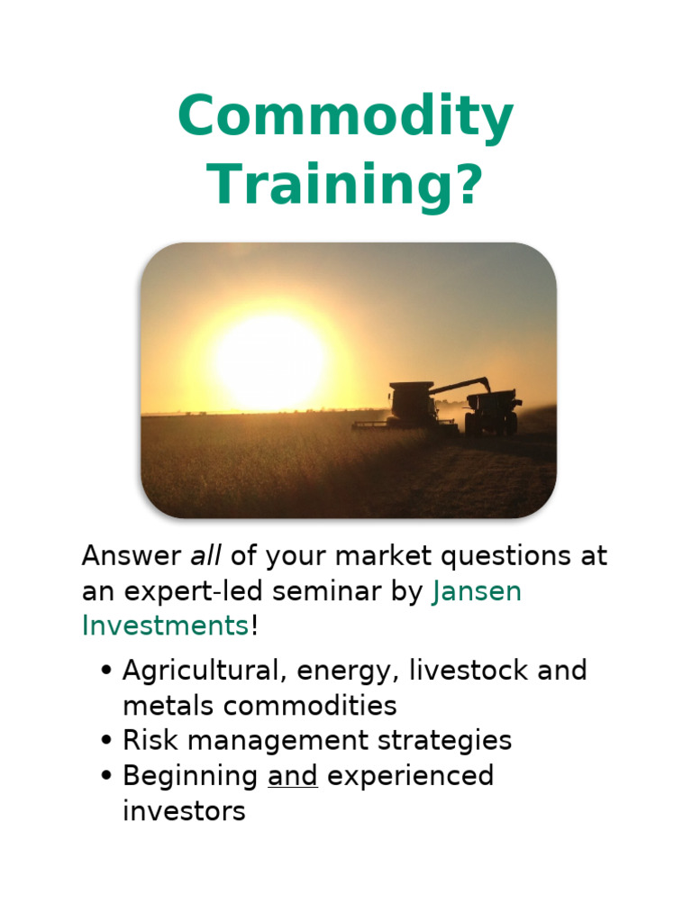 Lab 1-1 Commodity Training Flyer | PDF | Home & Garden