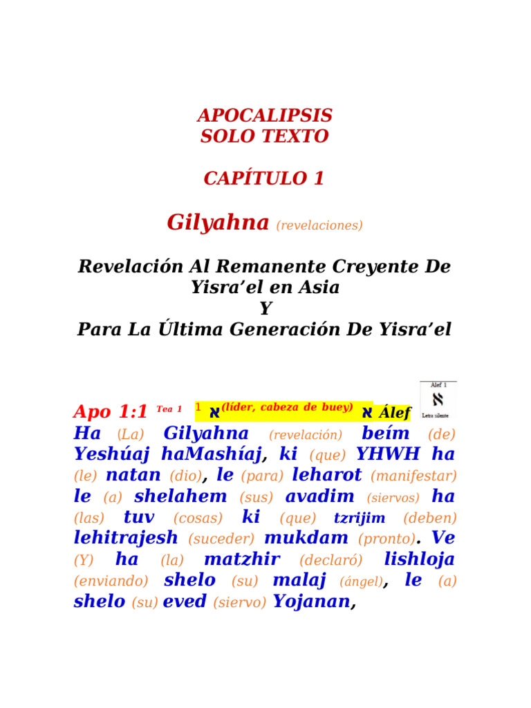 27 Apocalipsis Capitulo 1 | PDF | Creencia religiosa y doctrina