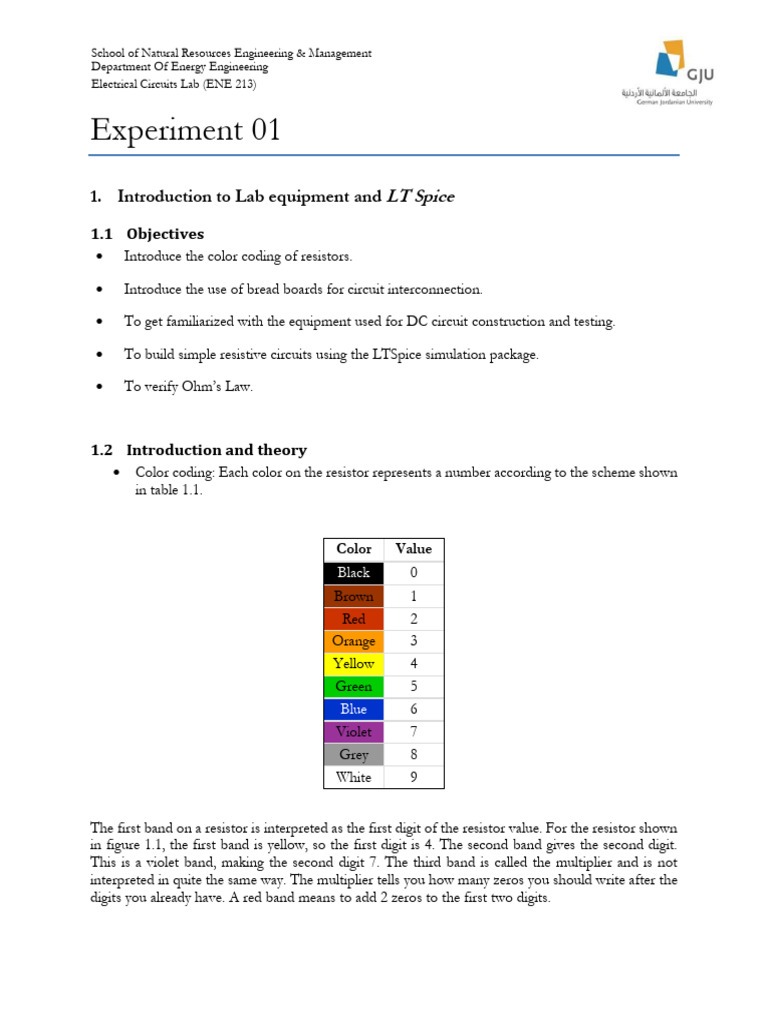 ECLAB Experiment 1 | PDF | Resistor | Power Supply