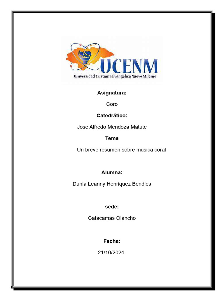 Resumen de Música Coral y Compositores | PDF | Composiciones Musicales ...