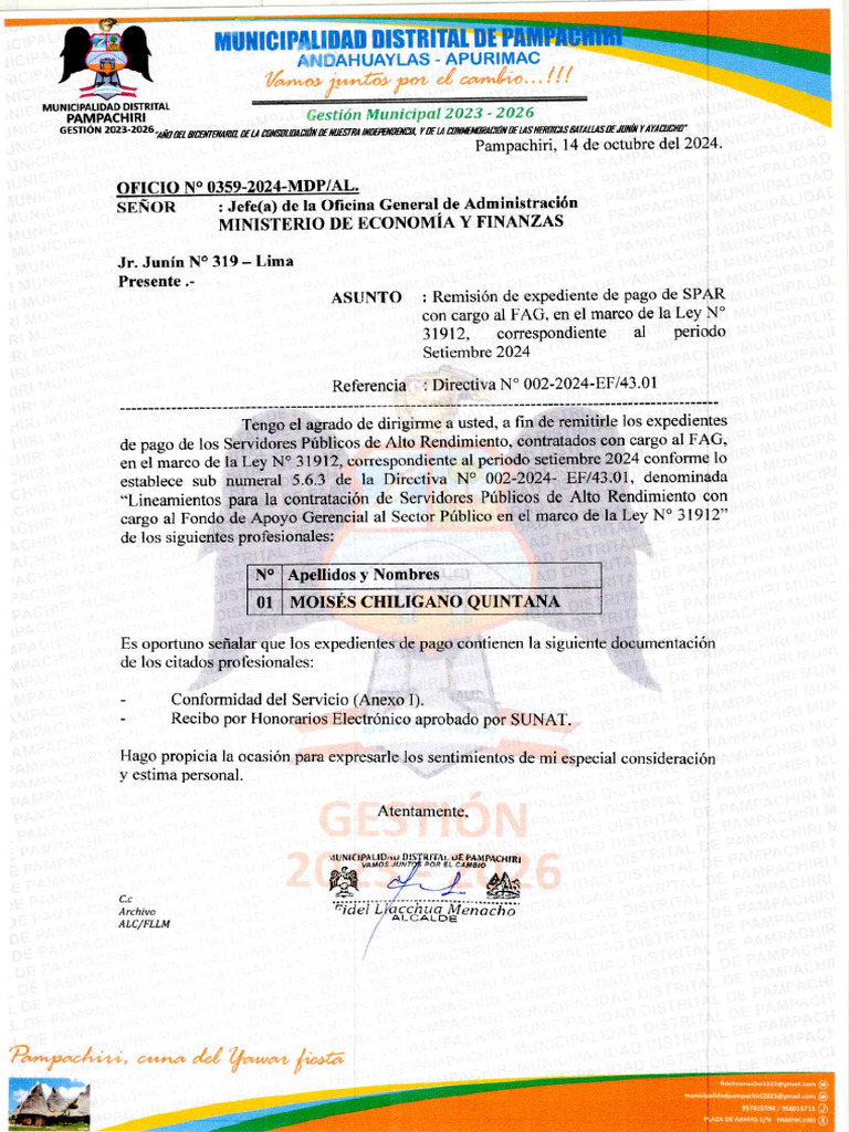 Oficio #0359 Mef Infra Informe | PDF