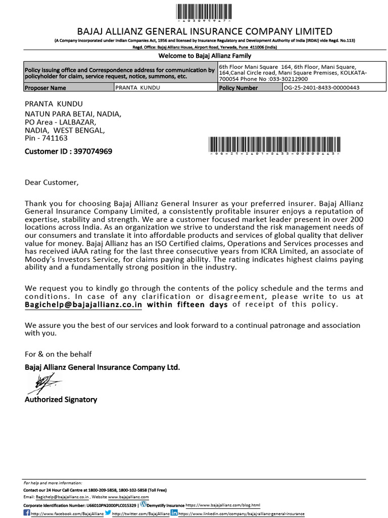 Pranto Bajaj Policy | PDF | Insurance | Underwriting Pranto Bajaj Policy | PDF | Insurance | Underwriting