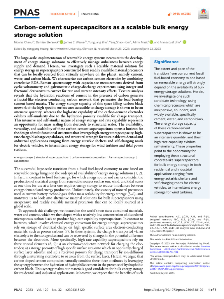 Carbon-Cement Supercapacitors for Energy Storage | PDF | Capacitor ...