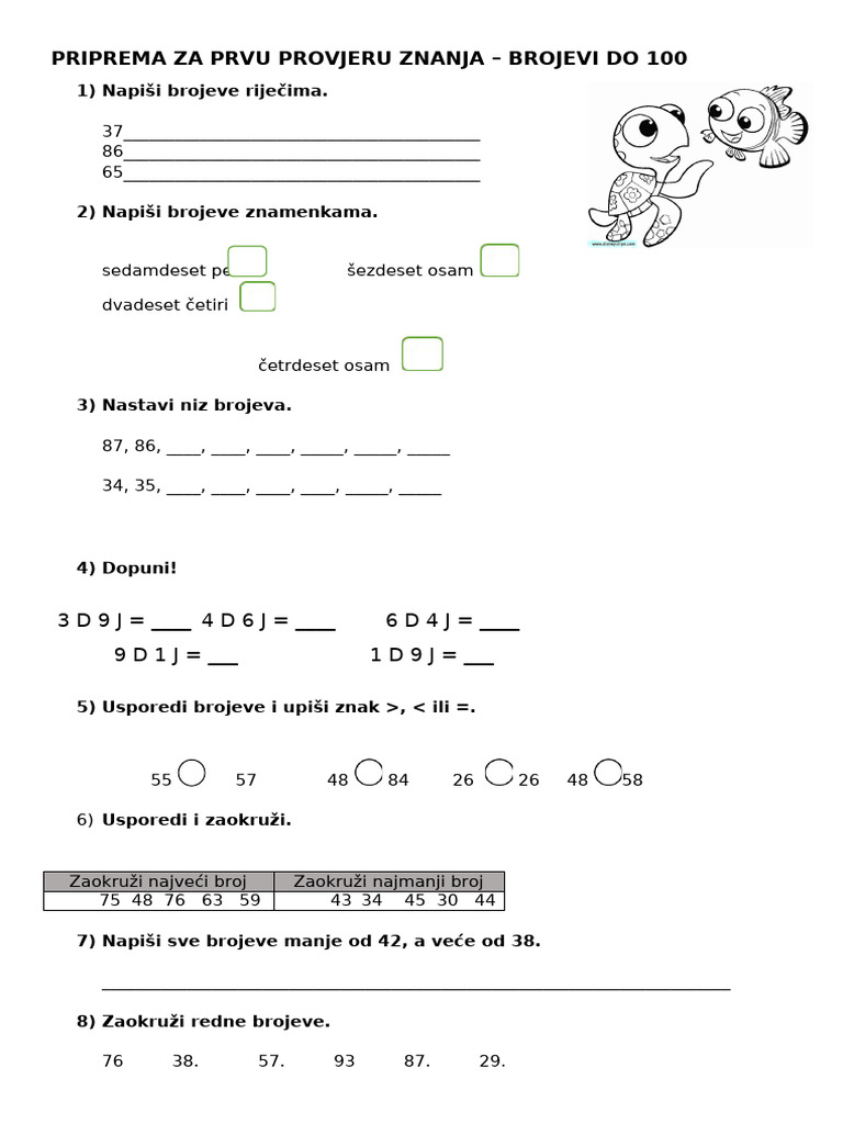 Priprema Za Prvu Provjeru Znanja | PDF