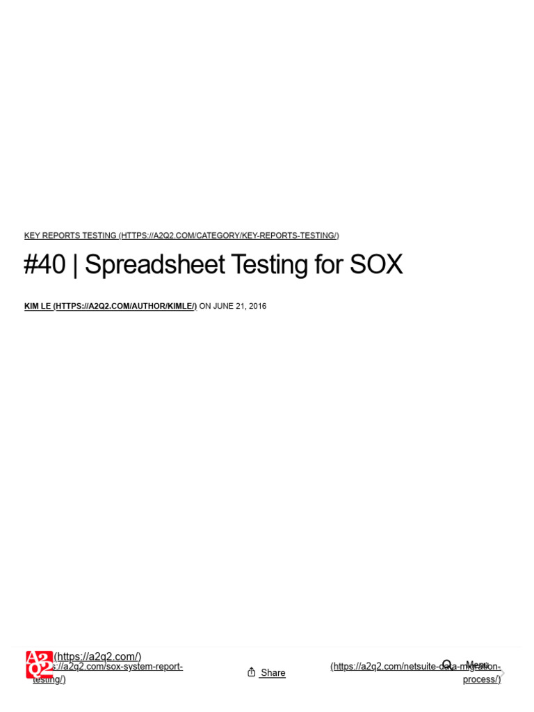 SOX Spreadsheet Testing Guide | PDF | Spreadsheet | Microsoft Excel