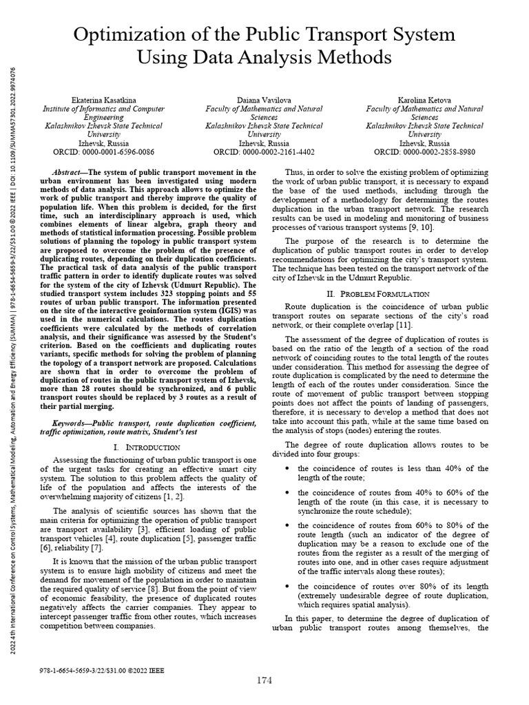 Optimizing Public Transport Routes in Izhevsk | PDF | Mathematics ...
