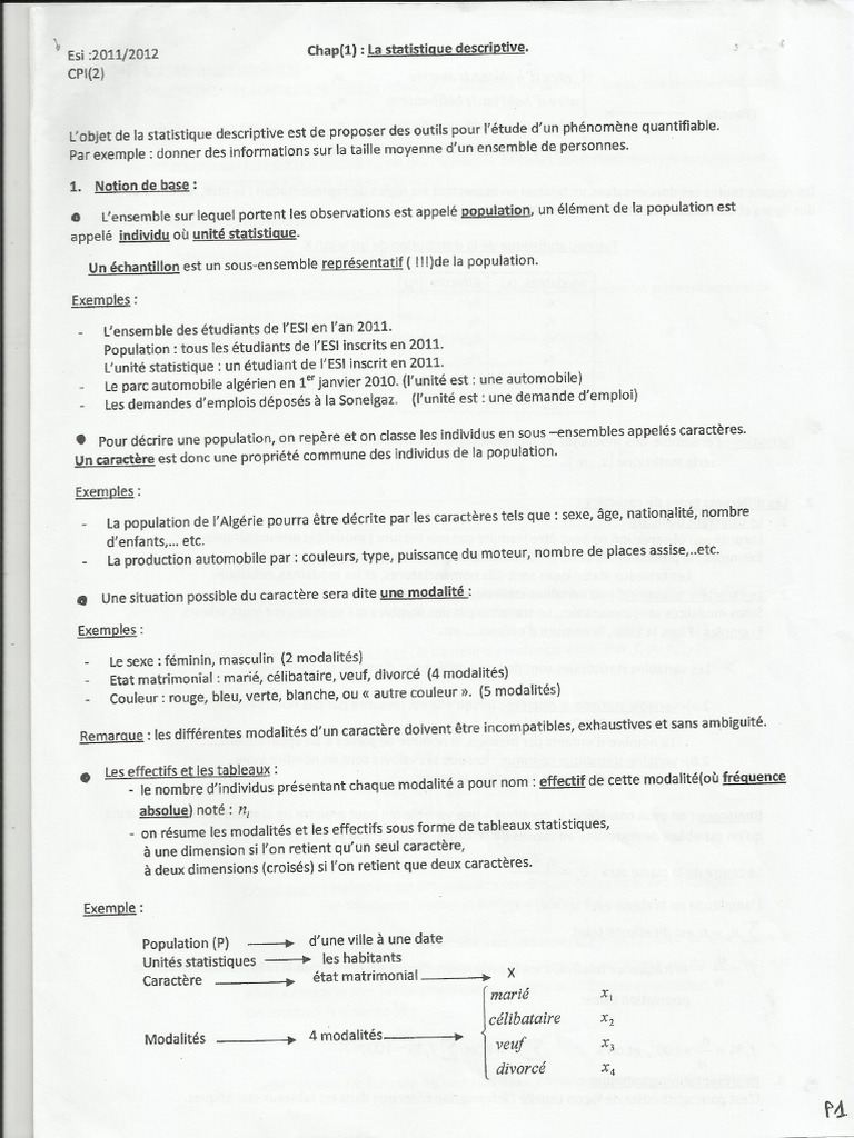 Chap1 StatistiqueDescriptive | PDF