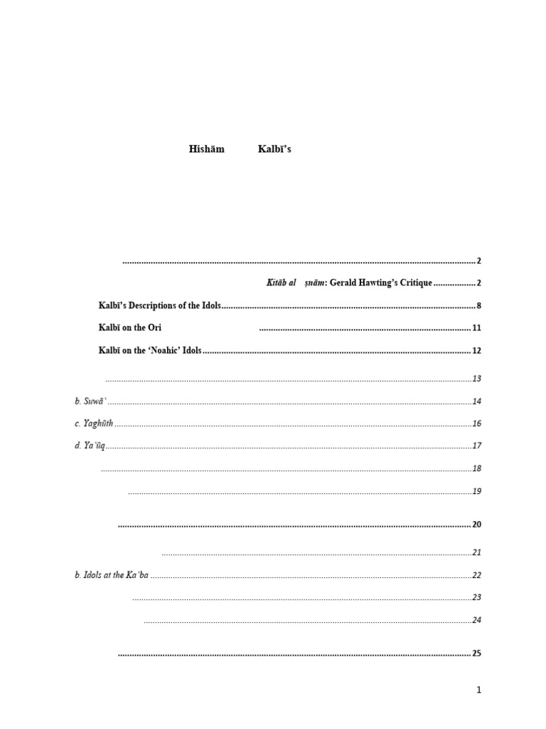 Hisham Ibn Al Kalbi S Book of Idols | PDF | Idolatry | Hadith