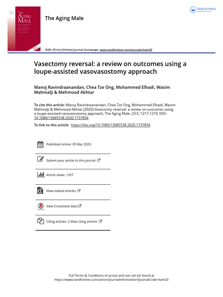 Vasectomy Reversal A Review On Outcomes Using A Loupe-Assisted ...