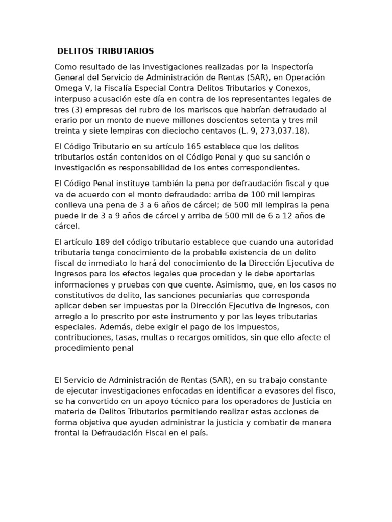 Delitos Tributarios | PDF | aduana | Fiscal