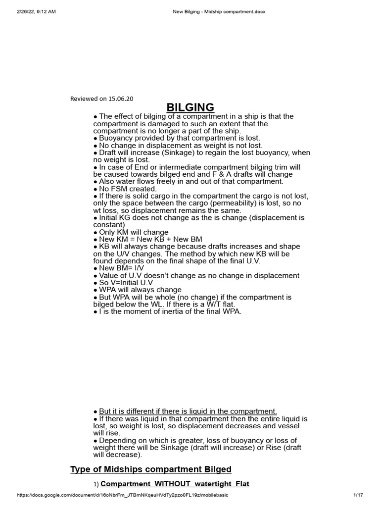 New Bilging - Midship Compartment | PDF | Buoyancy | Shipping