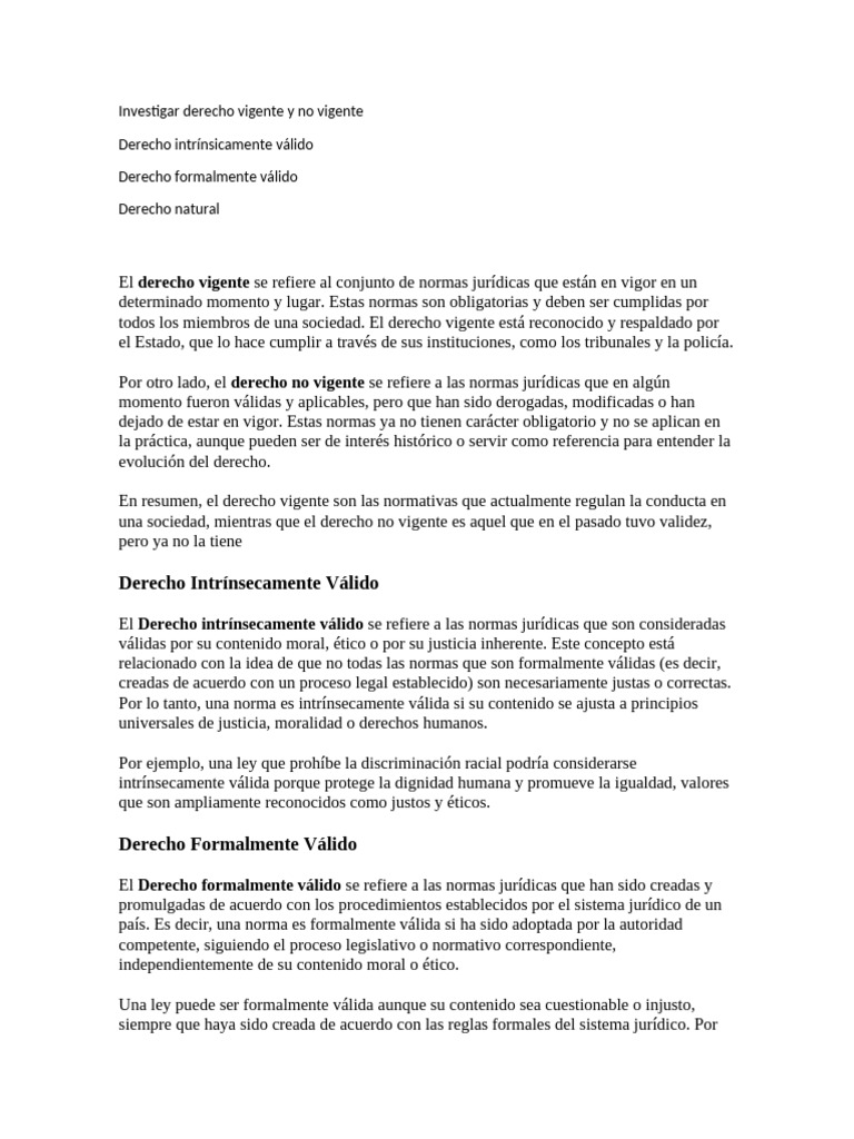 Tipos de Derecho: Vigente y Natural | PDF | La Ley natural | Derechos ...