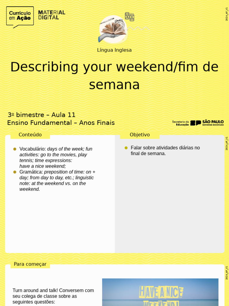 Aula 11 - Describing Your Weekend - Resumo - Sala de Aula Invertida ...