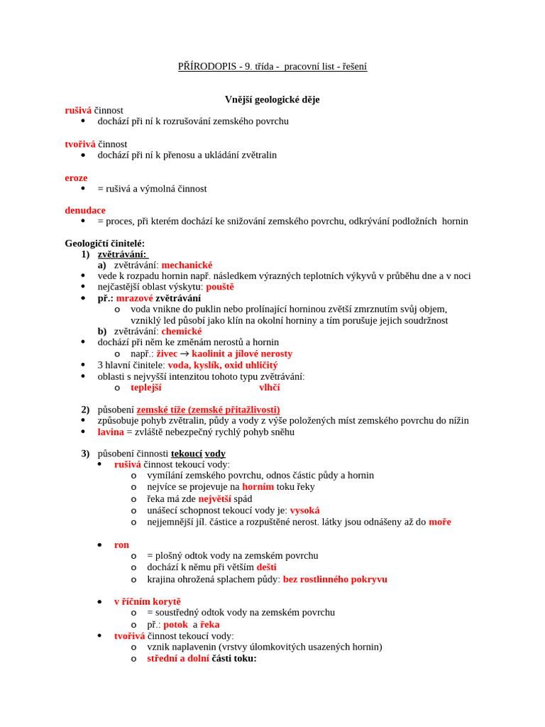 pr9 Vnejsi Geologicke Deje PL Reseni | PDF