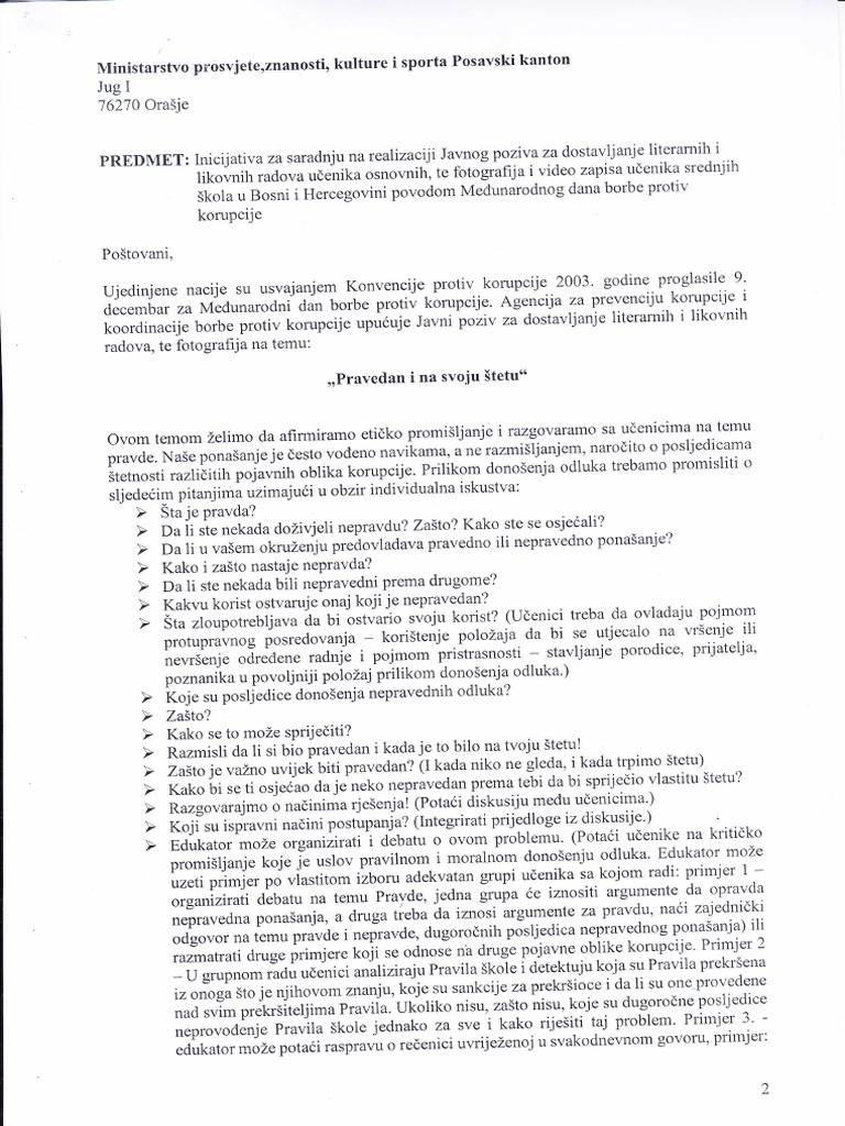 Literarni I Likovni Radovni (OŠ) I Fotografija I Video Zapisi (SŠ) | PDF