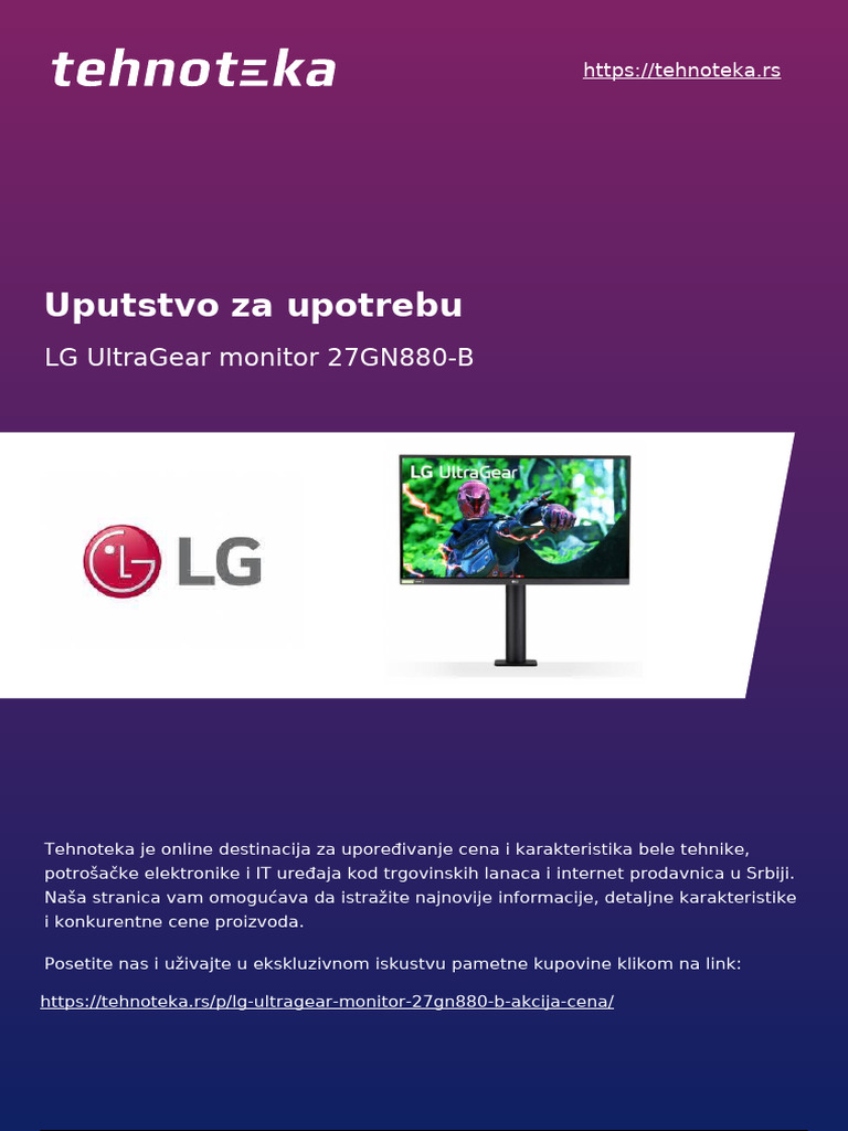 Uputstvo Za Upotrebu LG Ultragear Monitor 27gn880 B 651fad84925ff | PDF