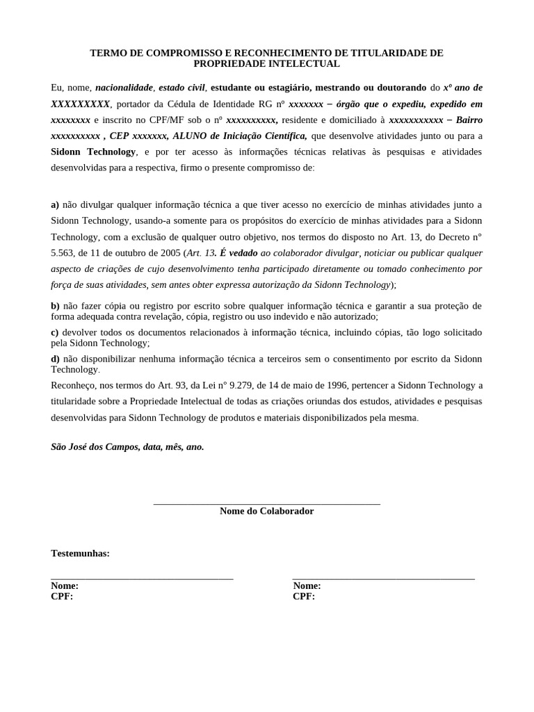Termo de Compromisso Colaborador | PDF