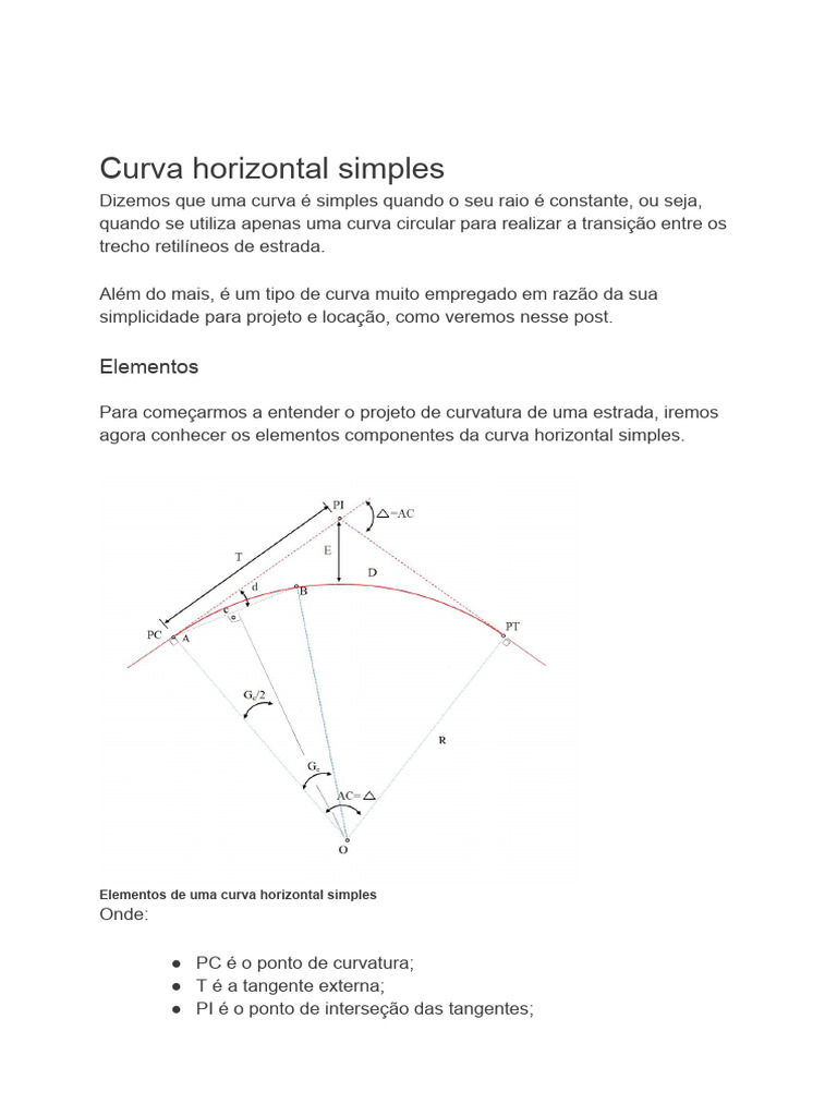 Curva Horizontal Simples | PDF | Curva | Curvatura