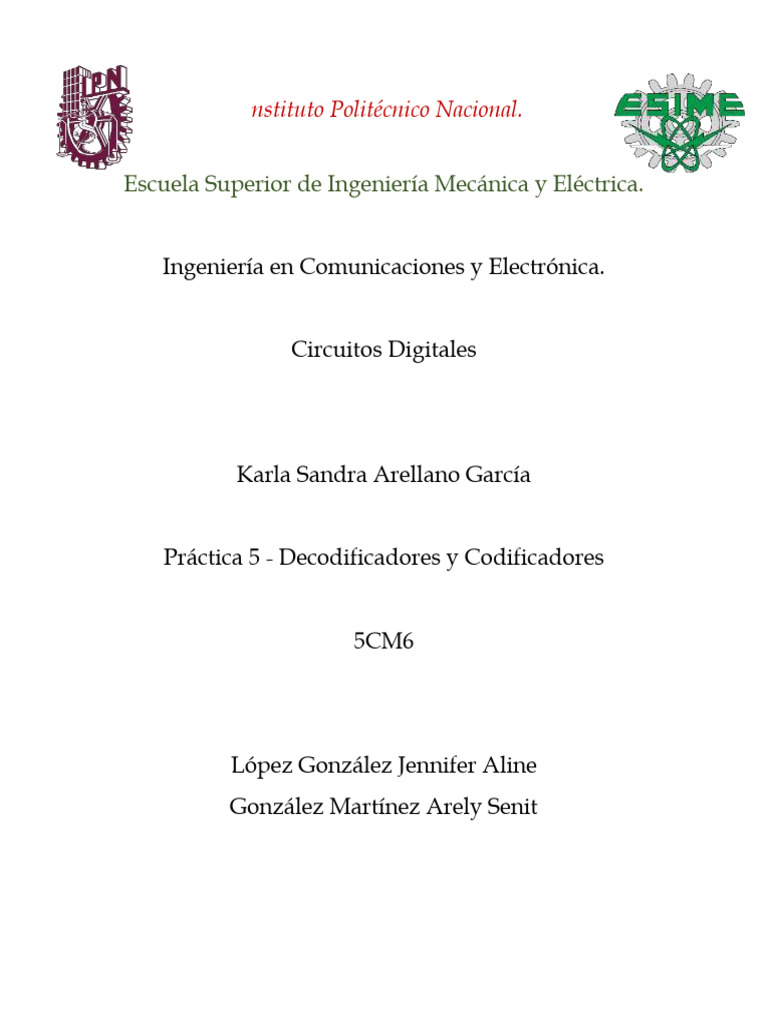 Práctica de Codificadores y Decodificadores | PDF | Métodos y ...