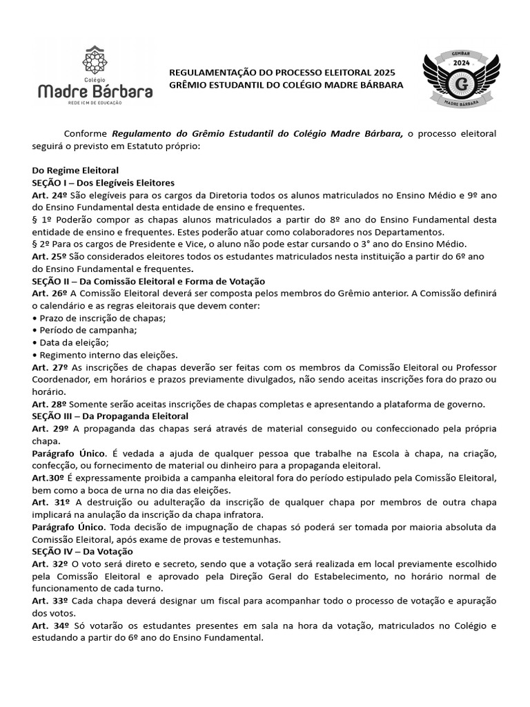 Eleições 2025 Gembar Pdf Eleições Votação