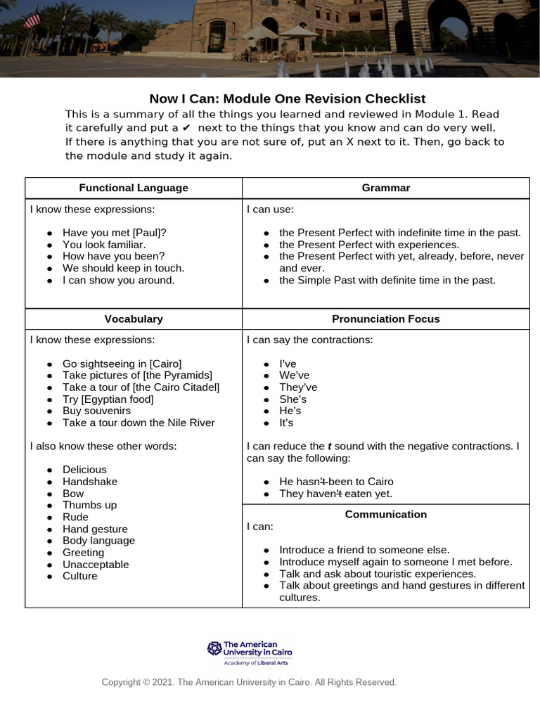 4.1 Now I Can_ Module One Checklist (1) | PDF | Linguistics | Human ...
