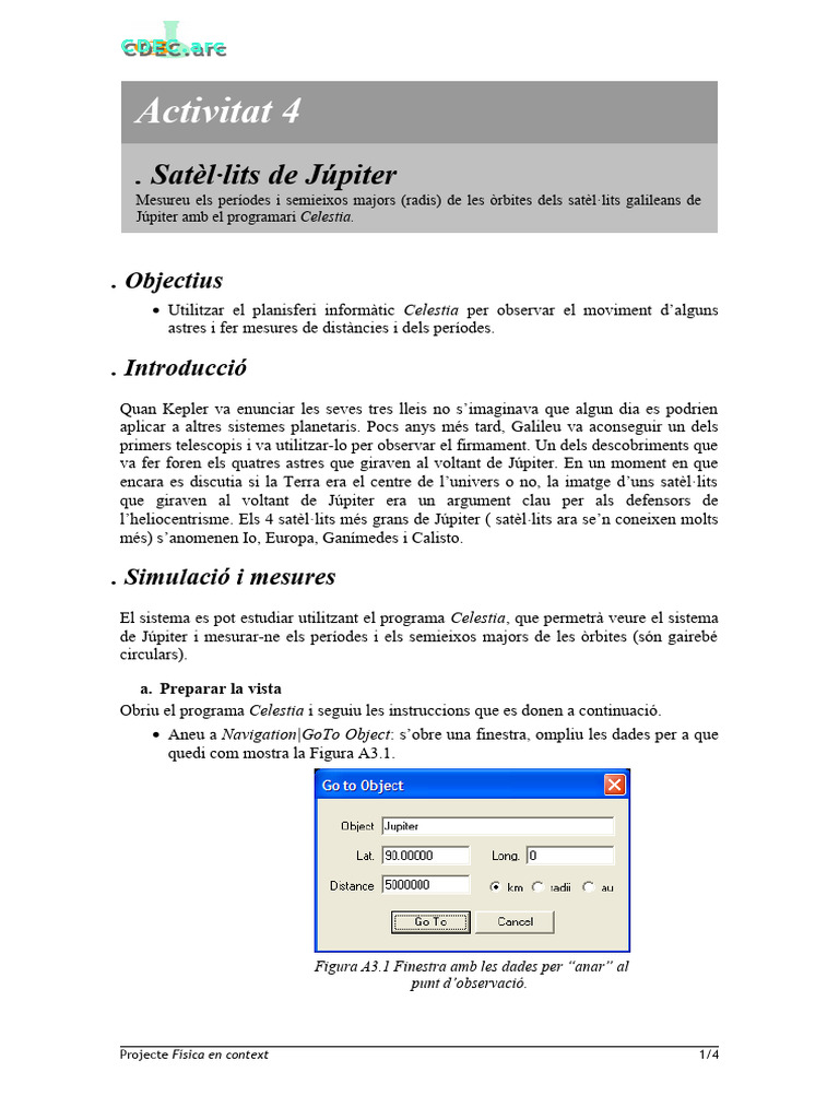 Activitat 4 Satelits Jupiter | PDF