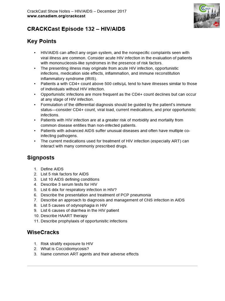 Crackcast Episode 132 - Hiv/Aids Key Points | PDF | Hiv/Aids | Hiv