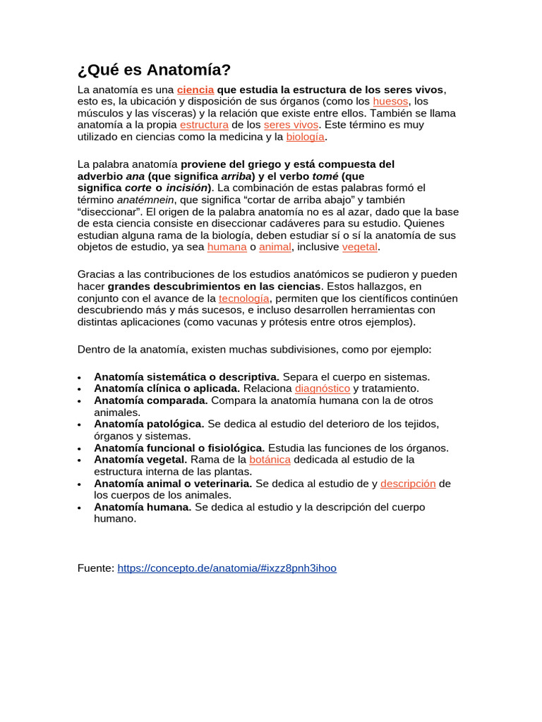 Qué Es Anatomía | PDF | Salud y bienestar